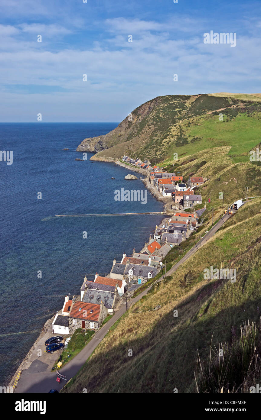 The former fishing village of Crovie in Aberdeenshire Scotland seen ...
