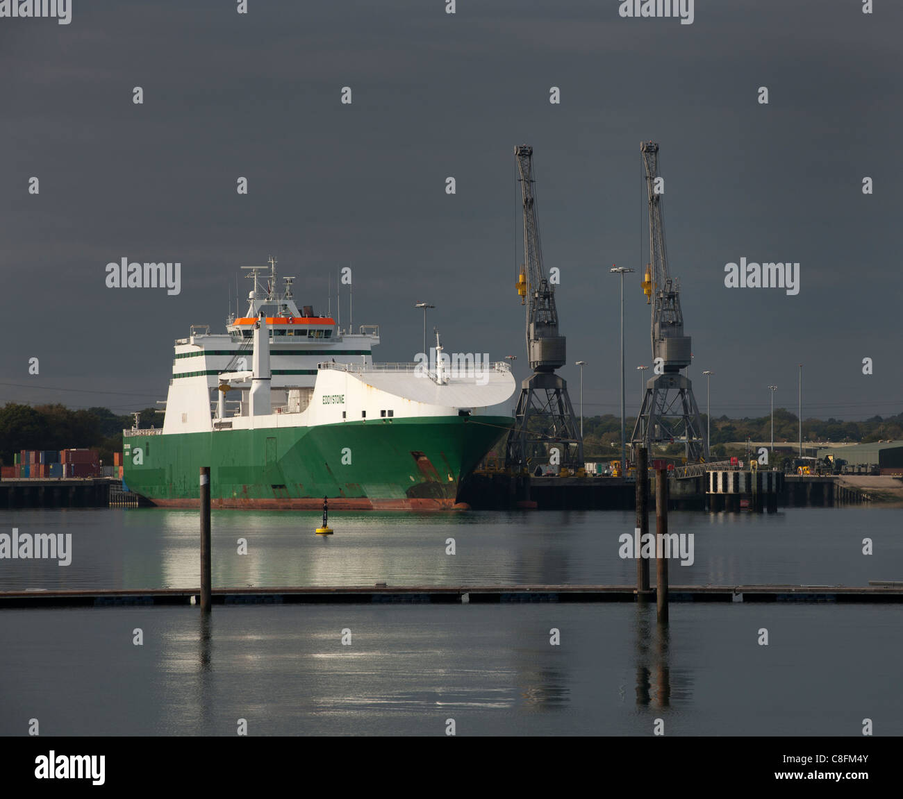 Cargo Vessel "Eddystone" moored at Marchwood Port, Dibden Bay ...