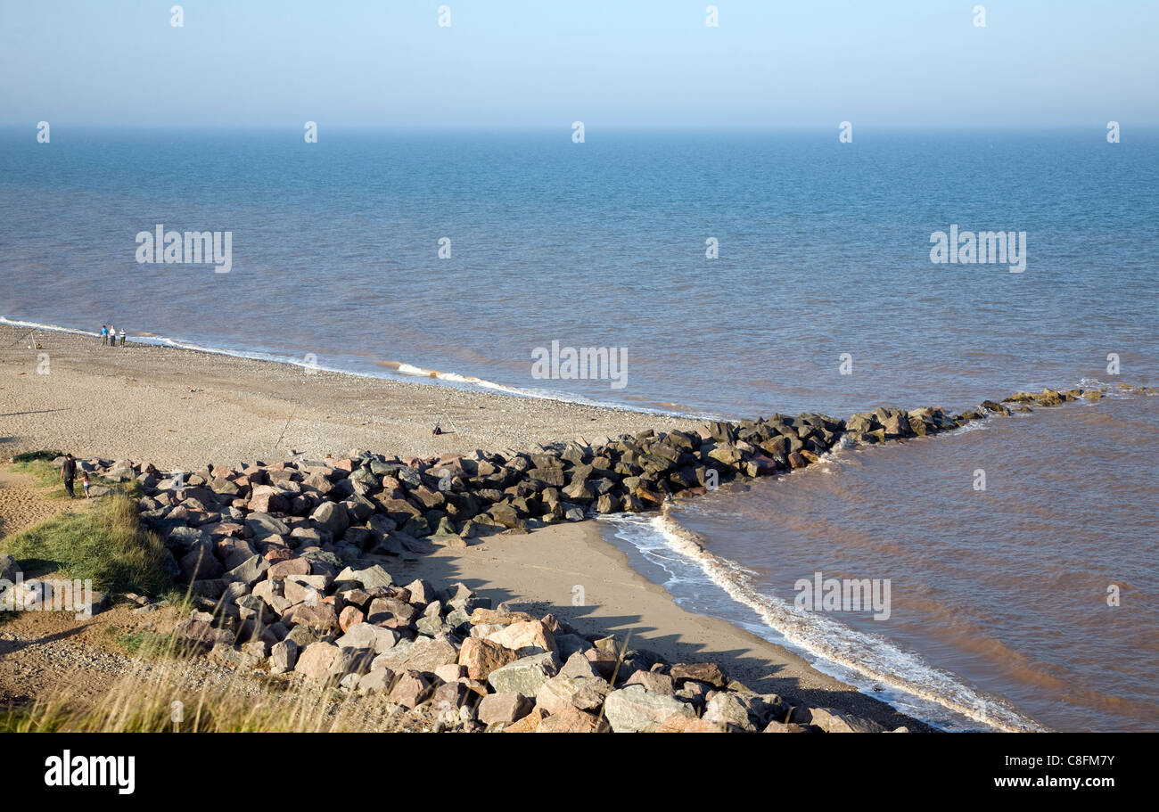 Rock armour groynes at Mappleton, Yorkshire, England Stock Photo - Alamy