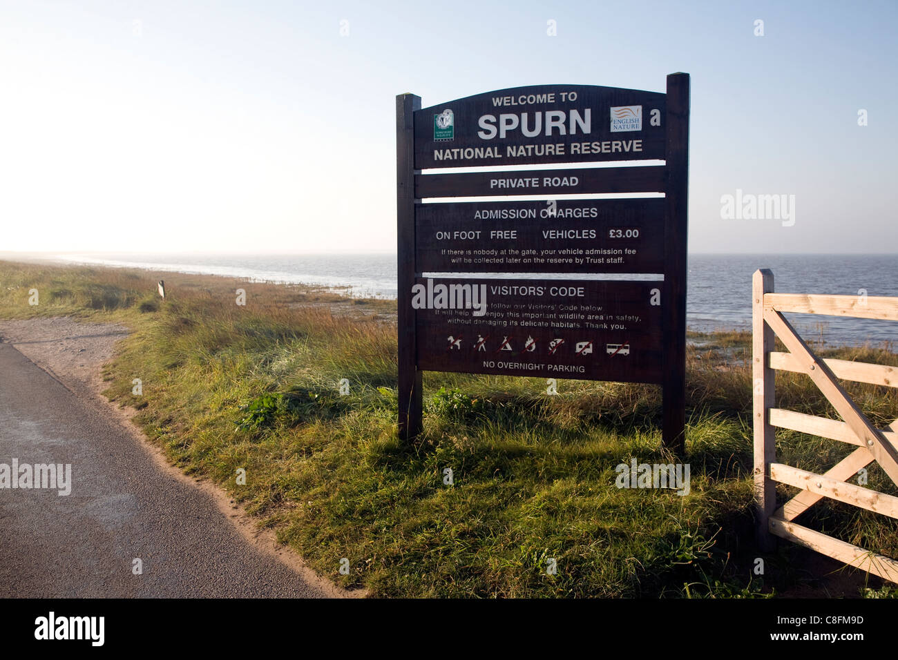 National Nature Reserve sign, Spurn Head, Yorkshire, England Stock ...