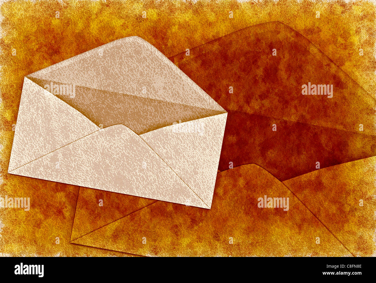 beautiful woman on vintage grunge background and envelope Stock Photo ...