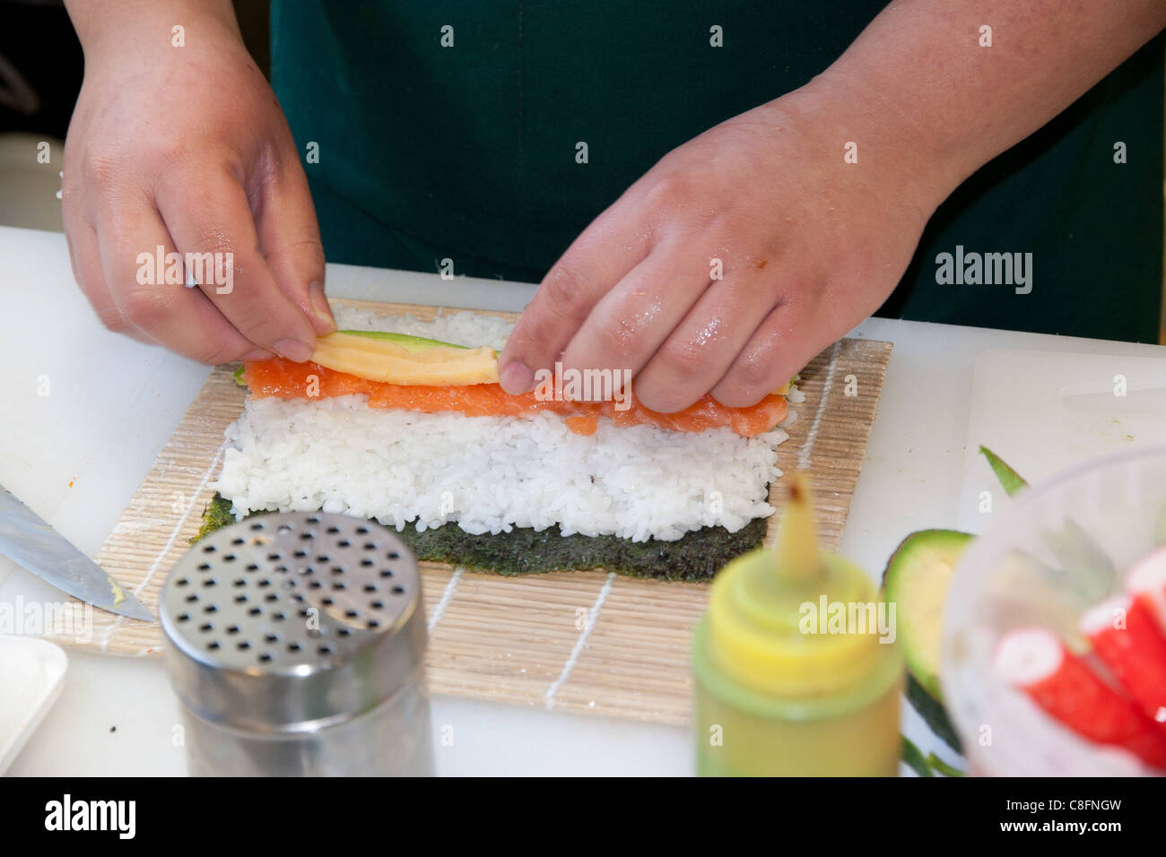 Chef preparing sushi Stock Photo - Alamy