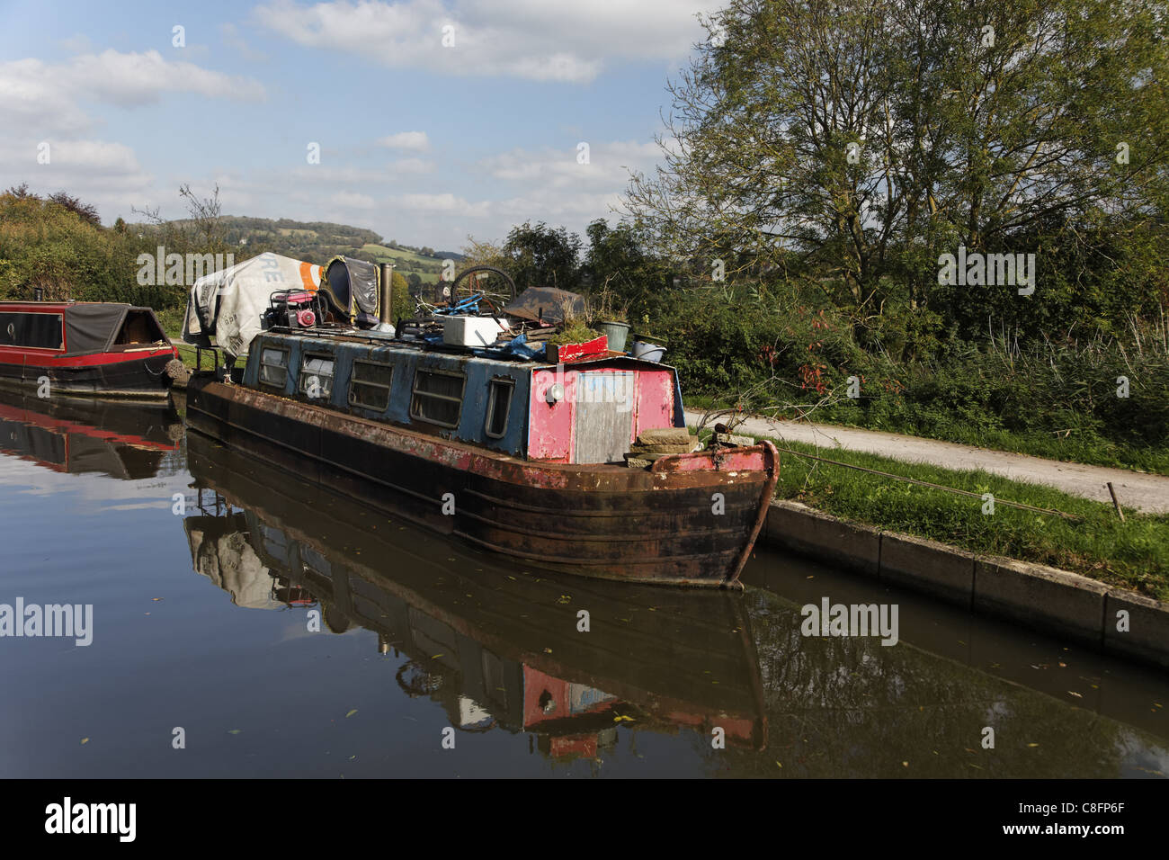 Kennet & Avon Canal Rusty Narrow Boat with Peeling Paint Stock Photo ...
