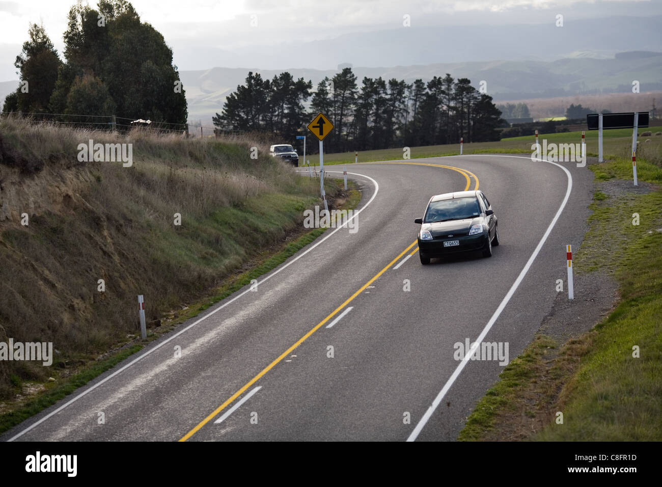 Car driving on highway, New Zealand Stock Photo - Alamy