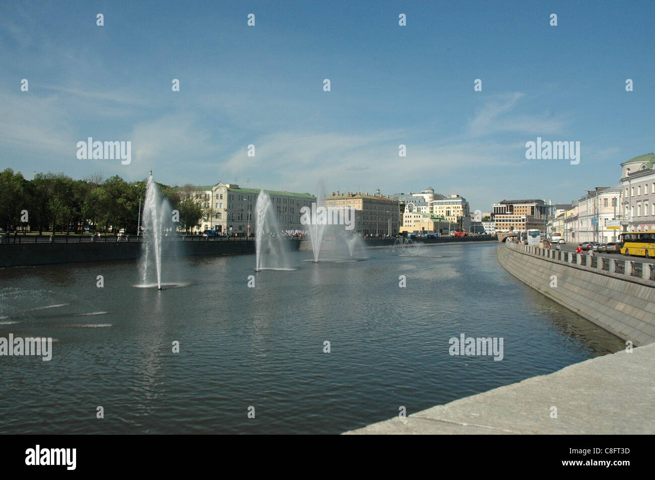 Moscow, the town and the Moscova, Mocow, the city and fountains on the ...
