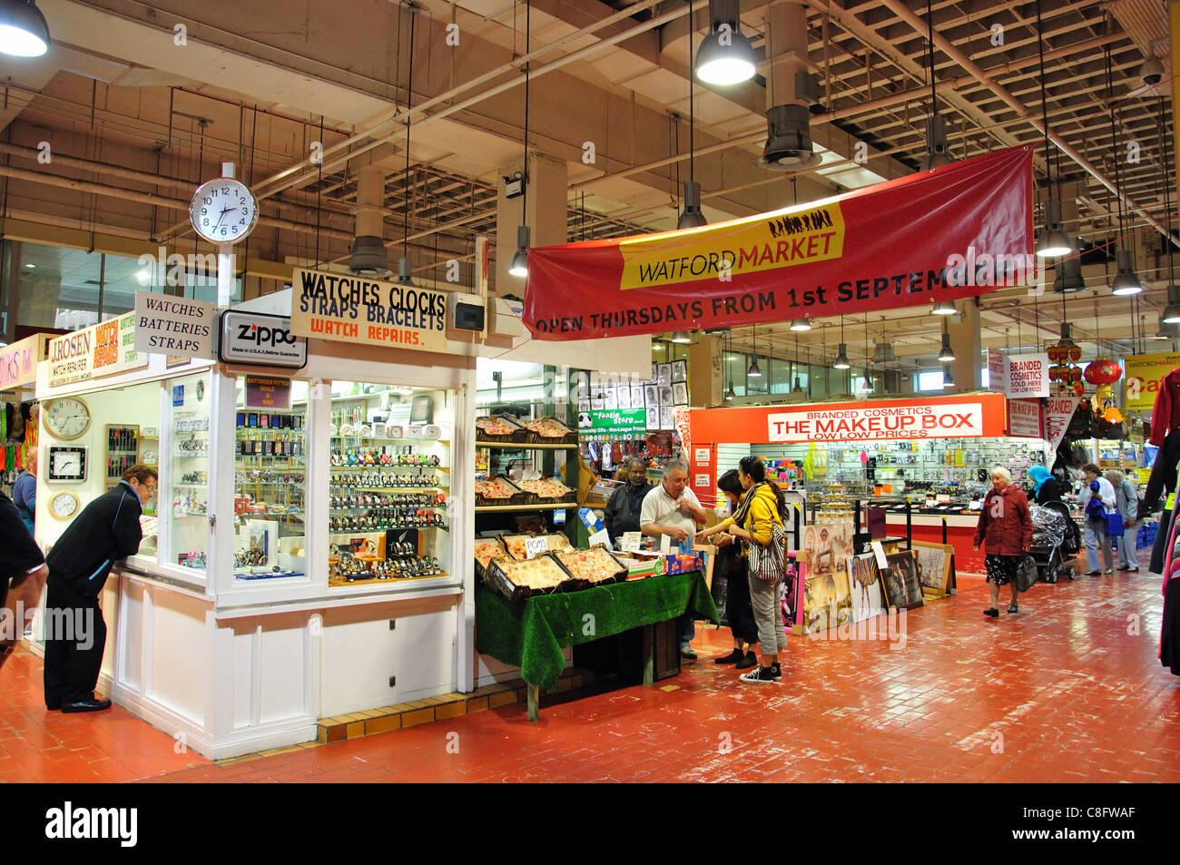 Indoor stalls, Watford Market, Charter Place, Watford, Hertfordshire ...