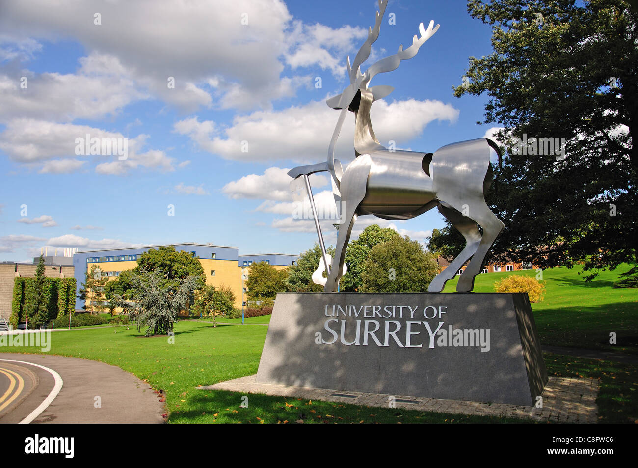 Entrance sculpture sign, The University of Surrey, Stag Hill, Guildford ...