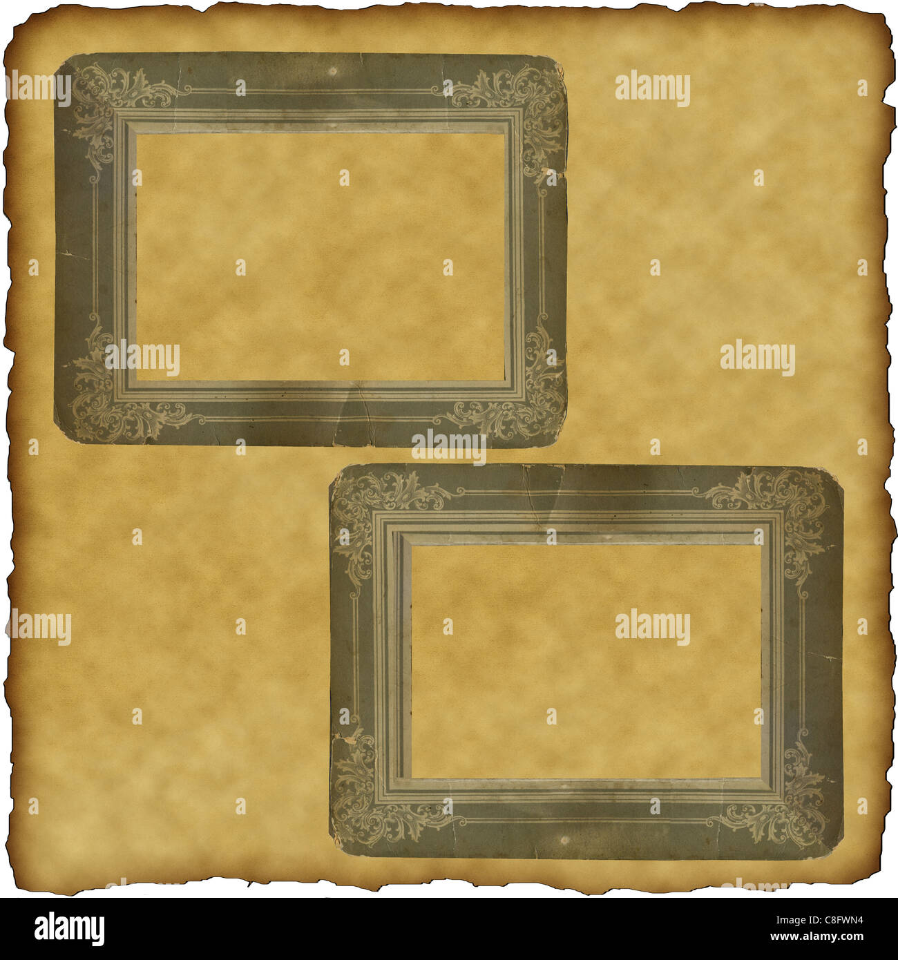 vintage scrapbook old paper with frames Stock Photo - Alamy