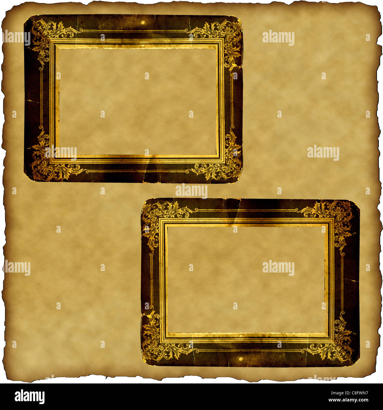 vintage scrapbook old paper with frames Stock Photo - Alamy