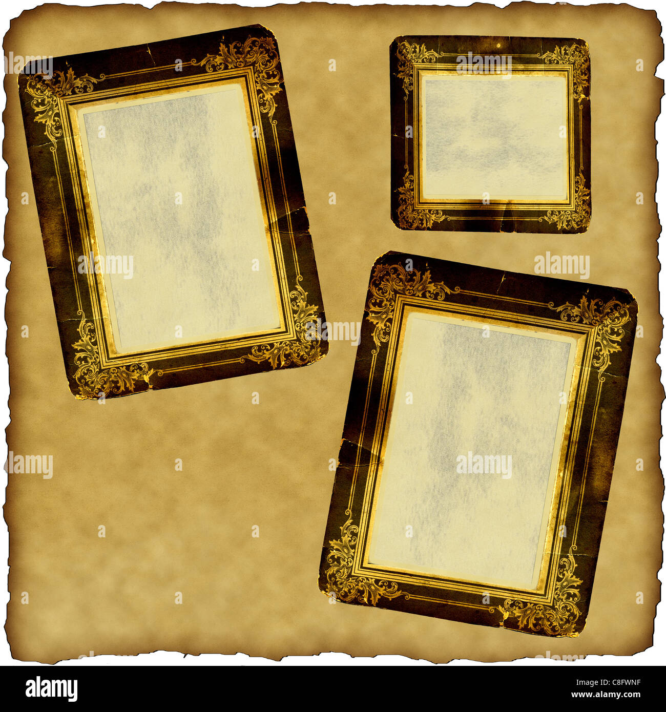 vintage scrapbook old paper with frames Stock Photo - Alamy