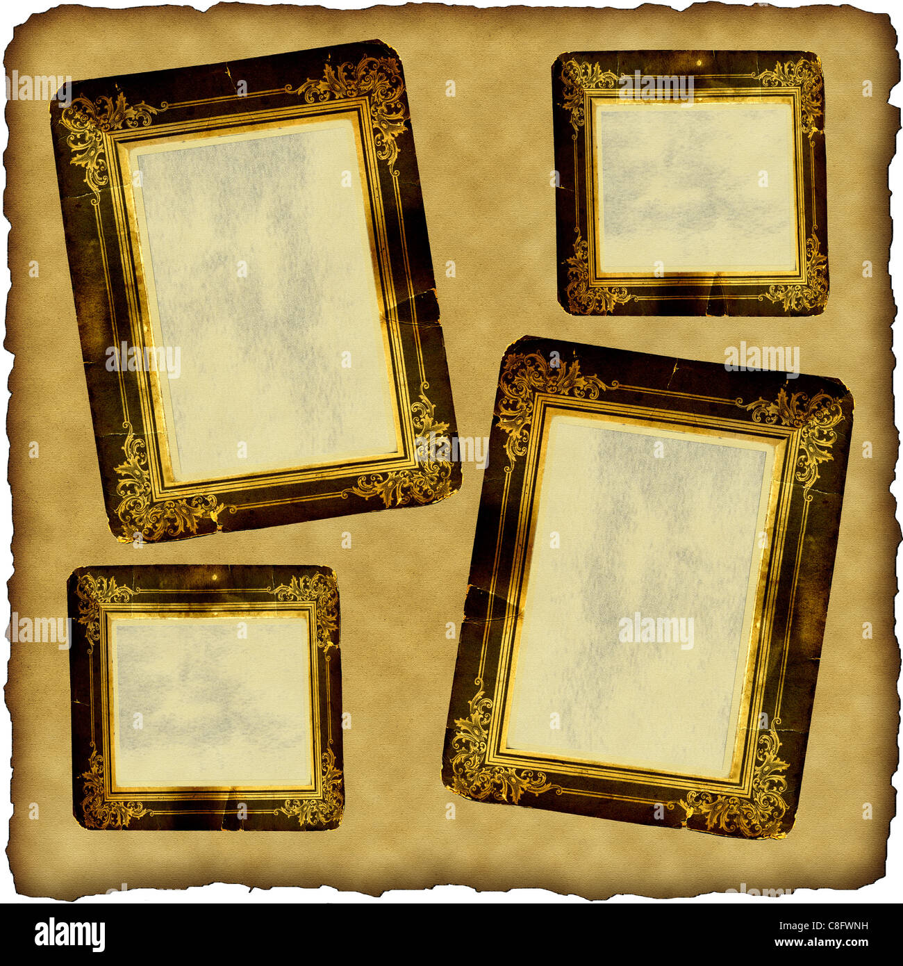 vintage scrapbook old paper with frames Stock Photo - Alamy