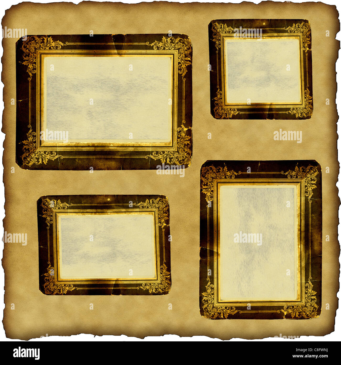 vintage scrapbook old paper with frames Stock Photo - Alamy