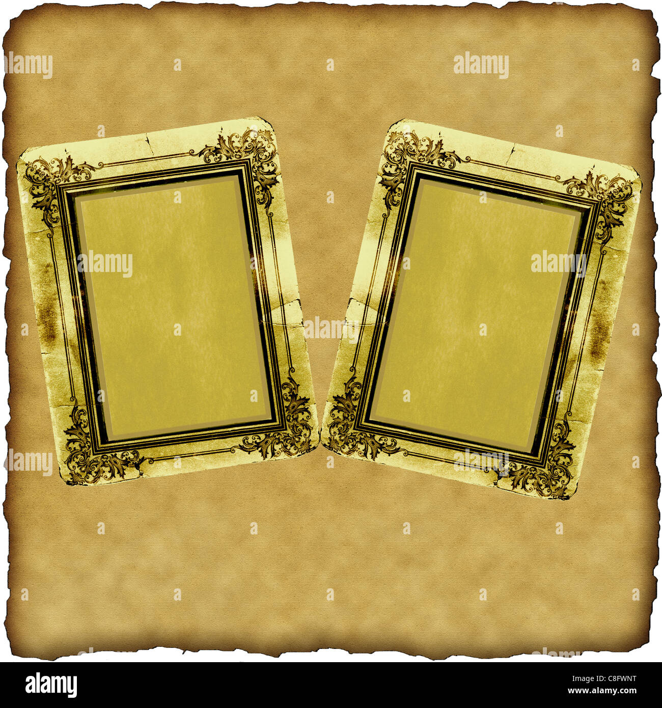 vintage scrapbook old paper with frames Stock Photo - Alamy