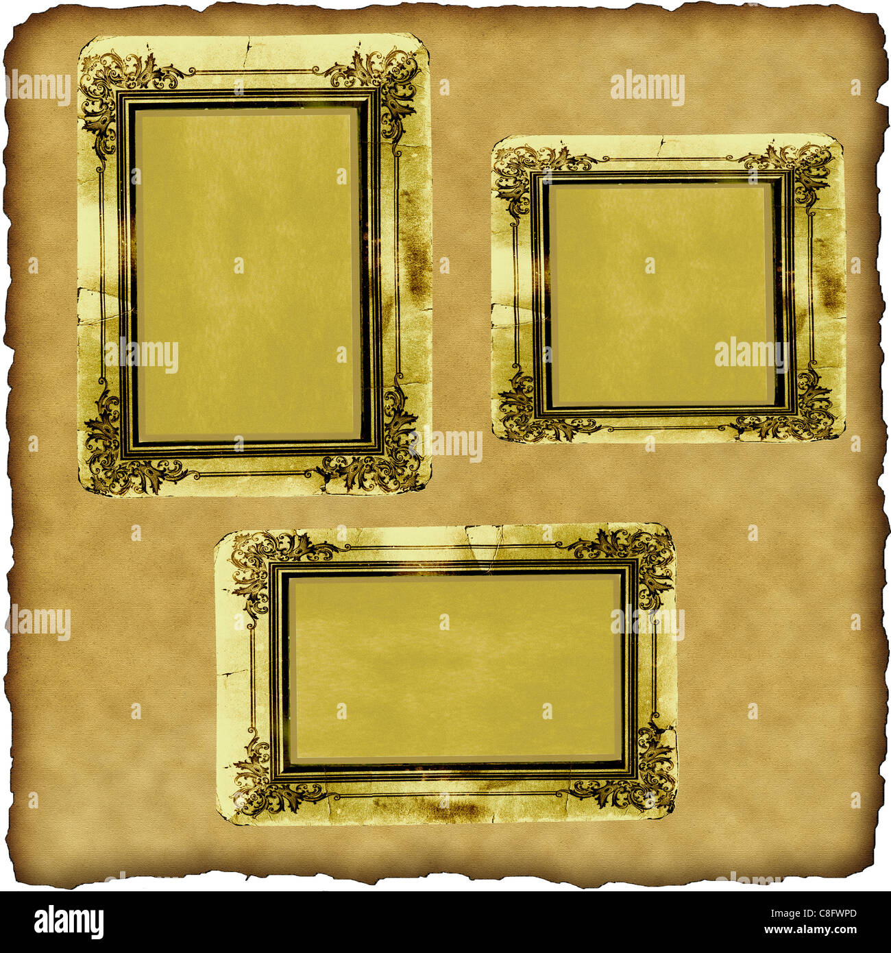 vintage scrapbook old paper with frames Stock Photo - Alamy