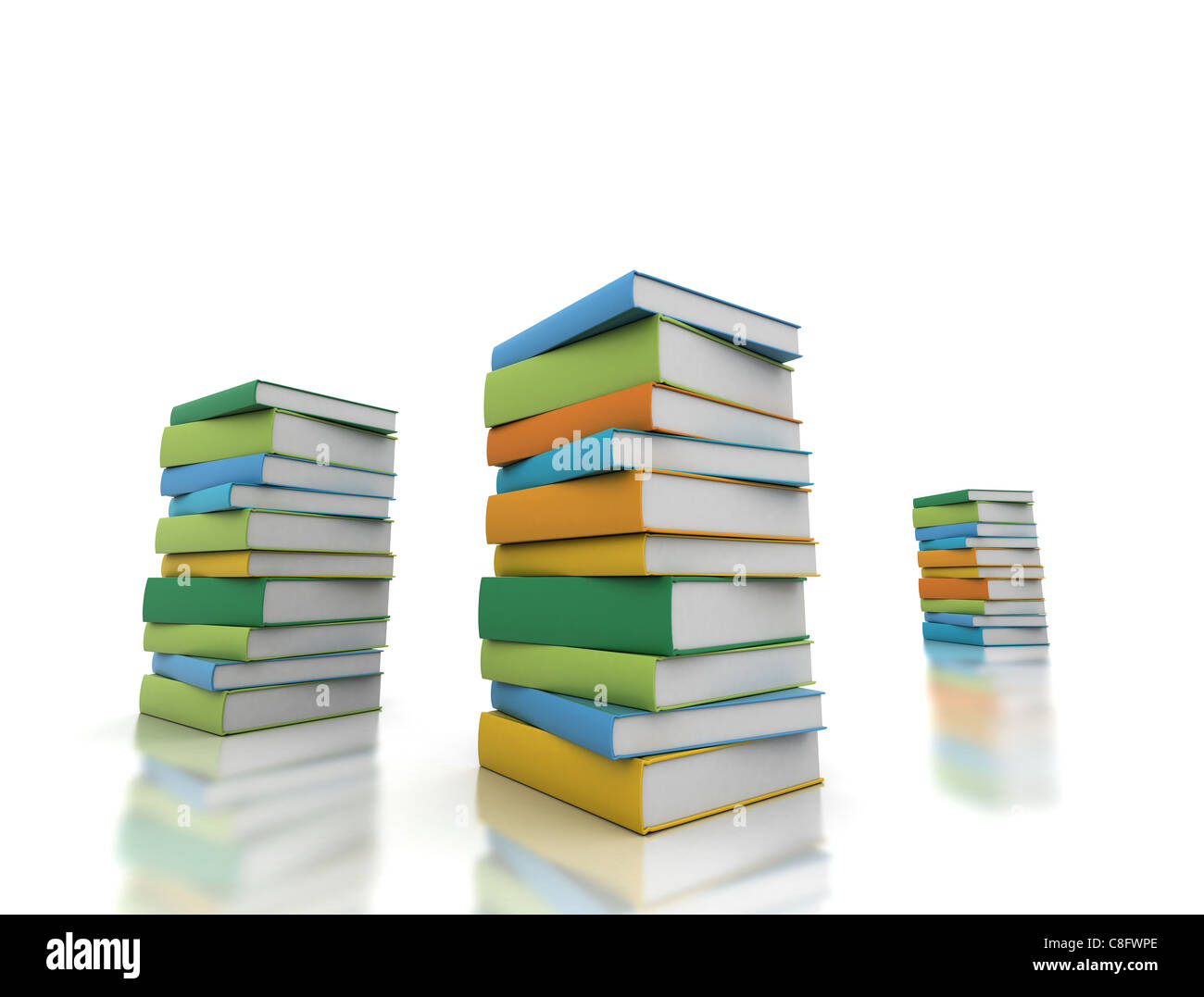 Book stack on white background Stock Photo - Alamy
