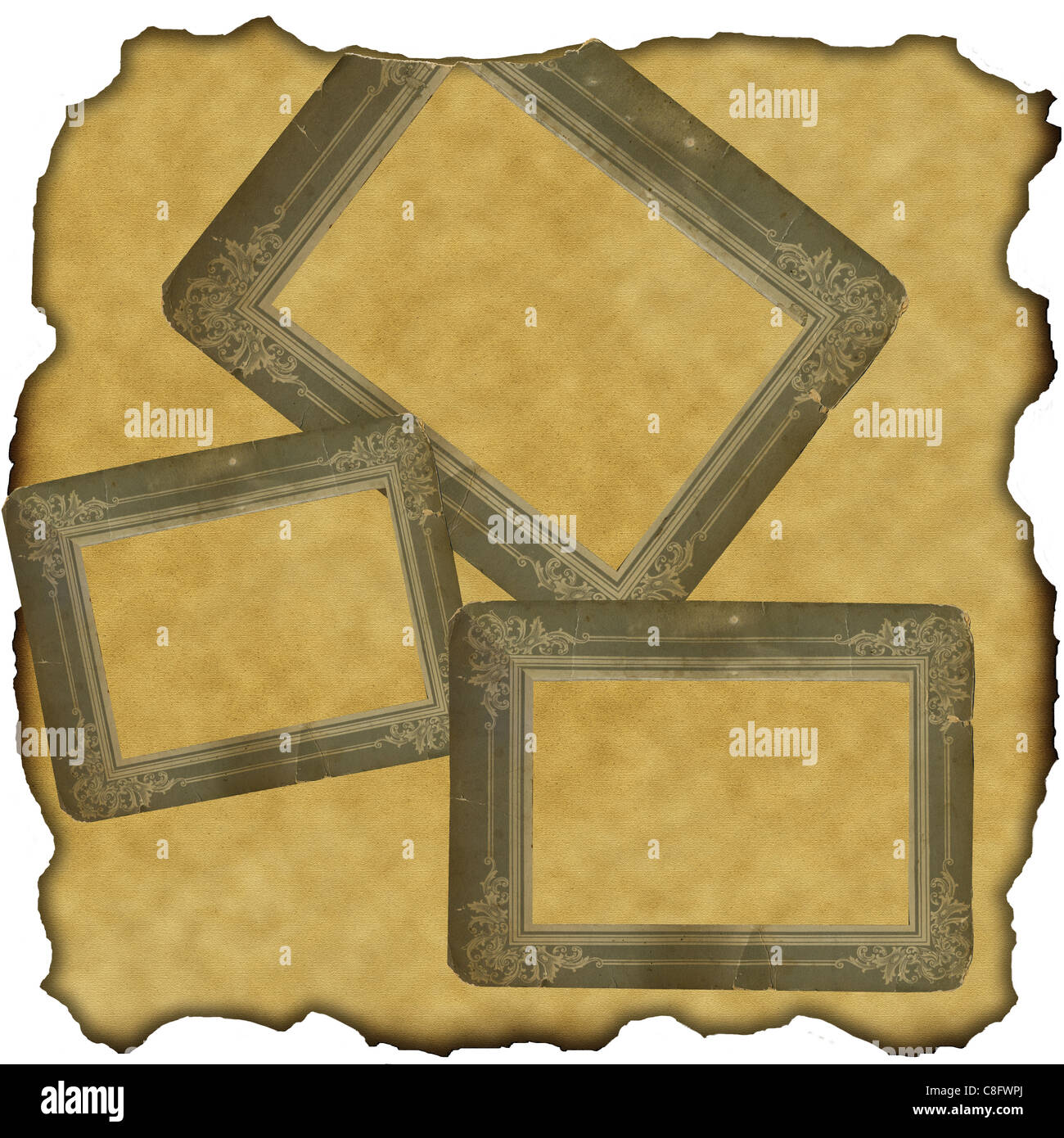 vintage scrapbook old paper with frames Stock Photo - Alamy