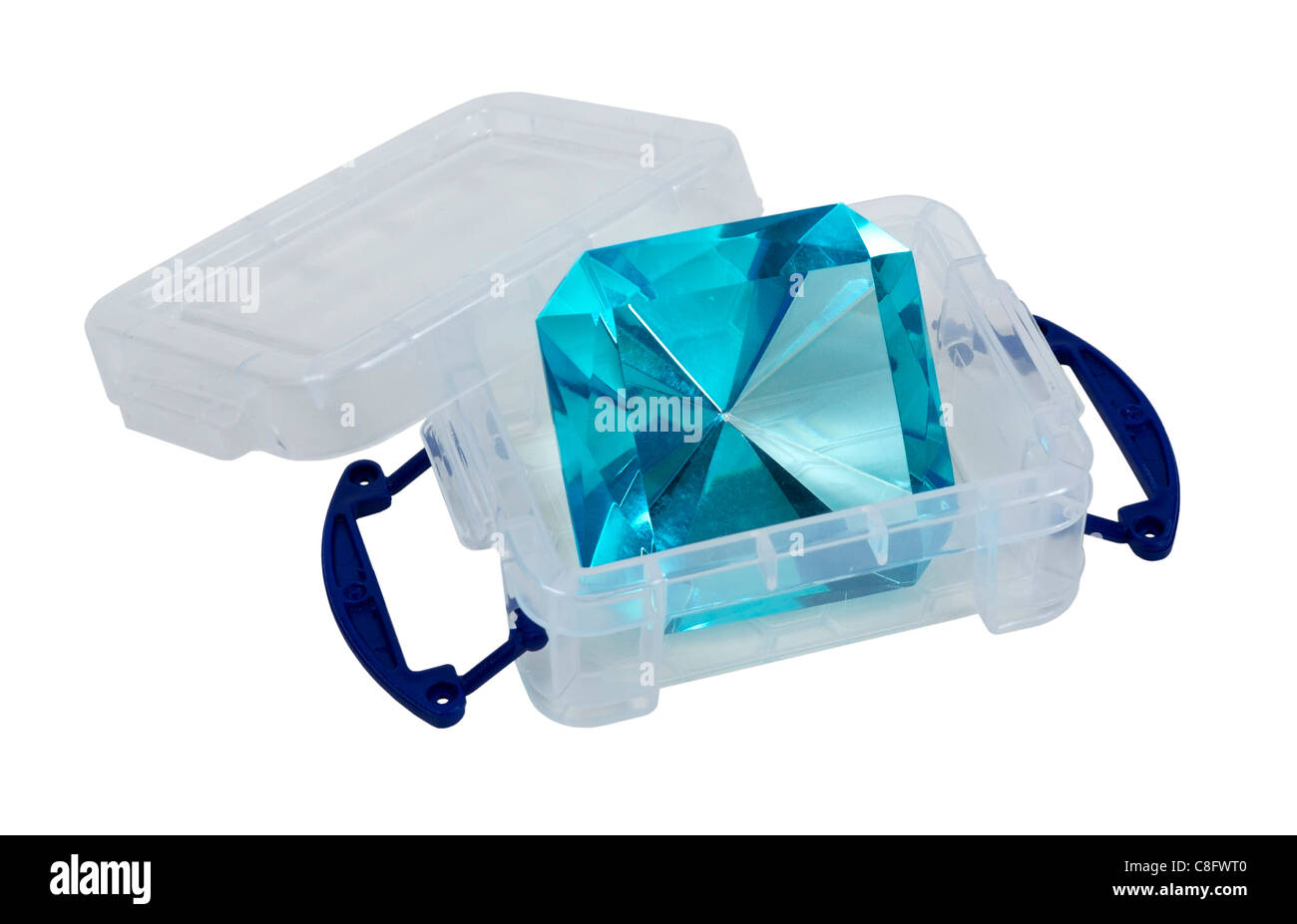 Large blue gem in a plastic crate with blue handles - path included ...