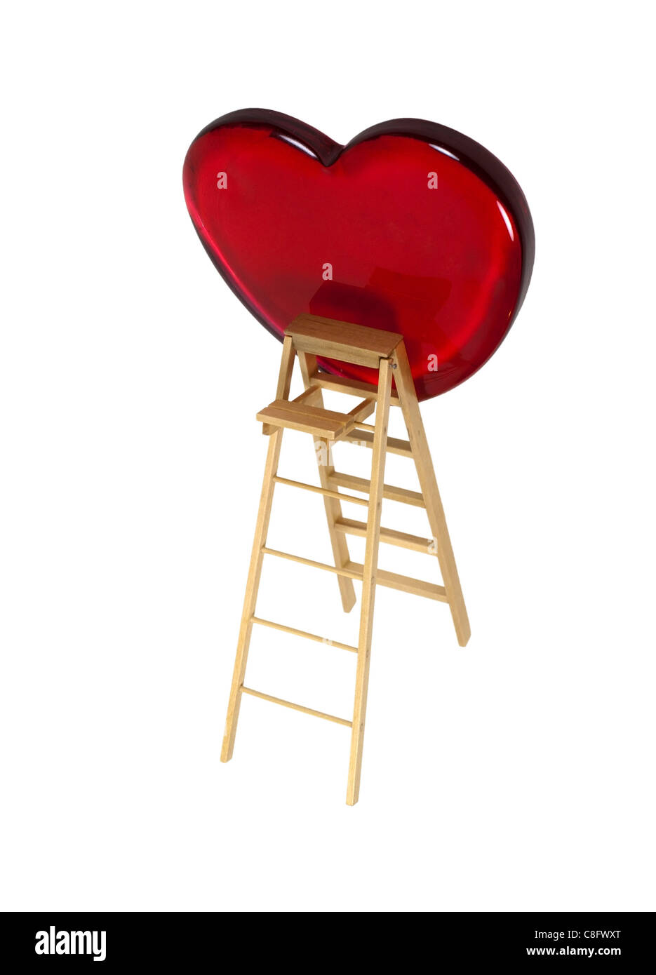 Love is an upward climb shown by a ladder leaning on a red heart - path ...