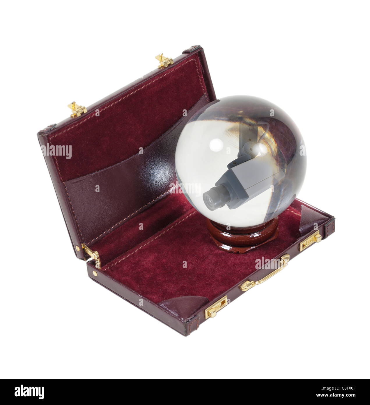 Predicting secure business shown by a security camera in a crystal ball ...