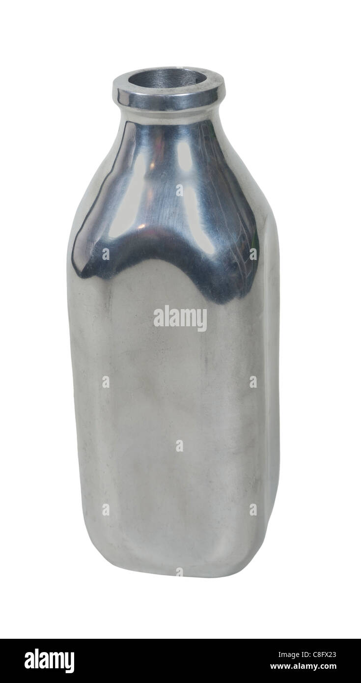 Retro style silver milk bottle used for delivering milk - path included ...