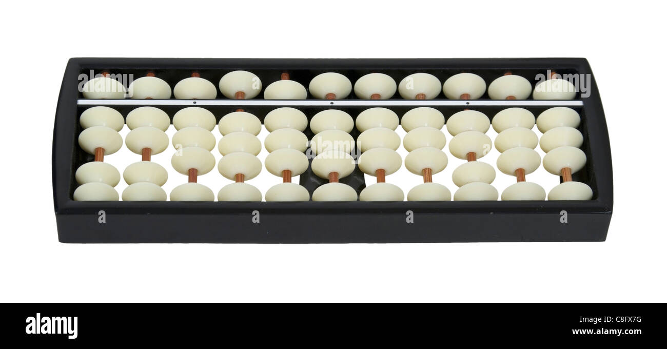 White bead abacus counting system with beads and posts - path included ...