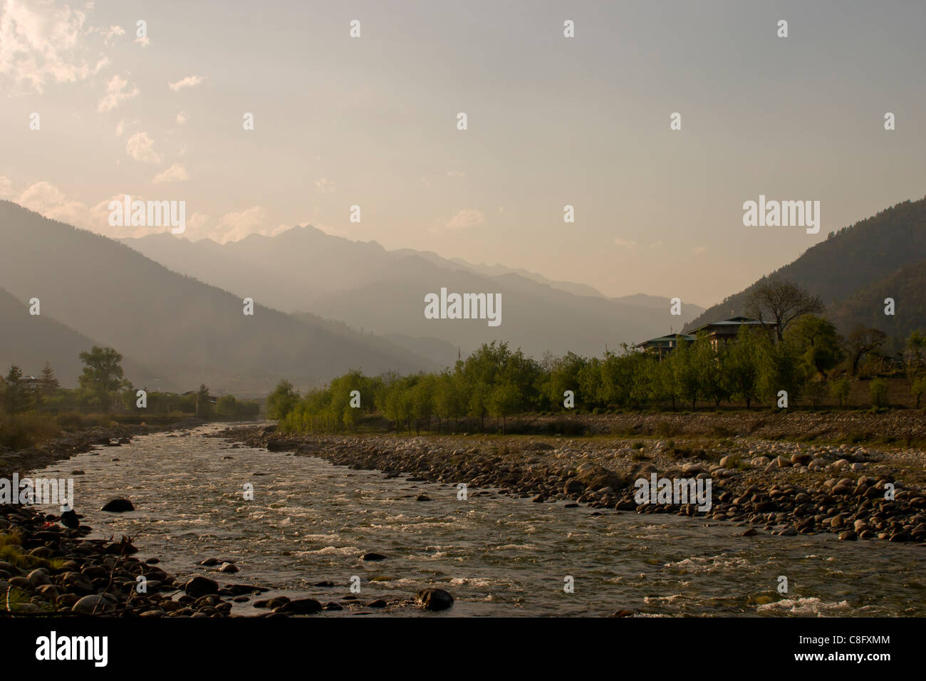 Paro river at sunset Stock Photo - Alamy