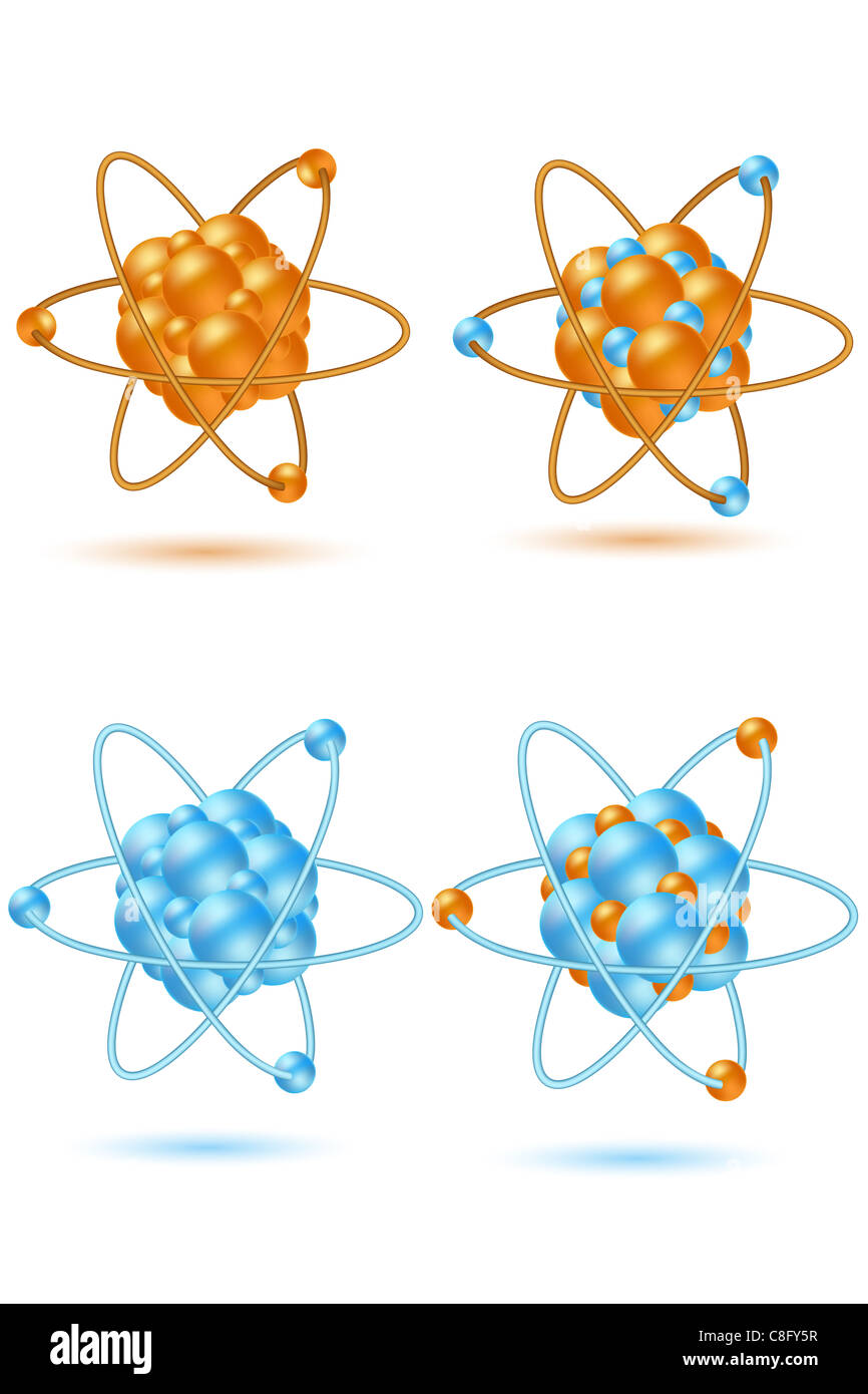 illustration of atom on white background Stock Photo - Alamy