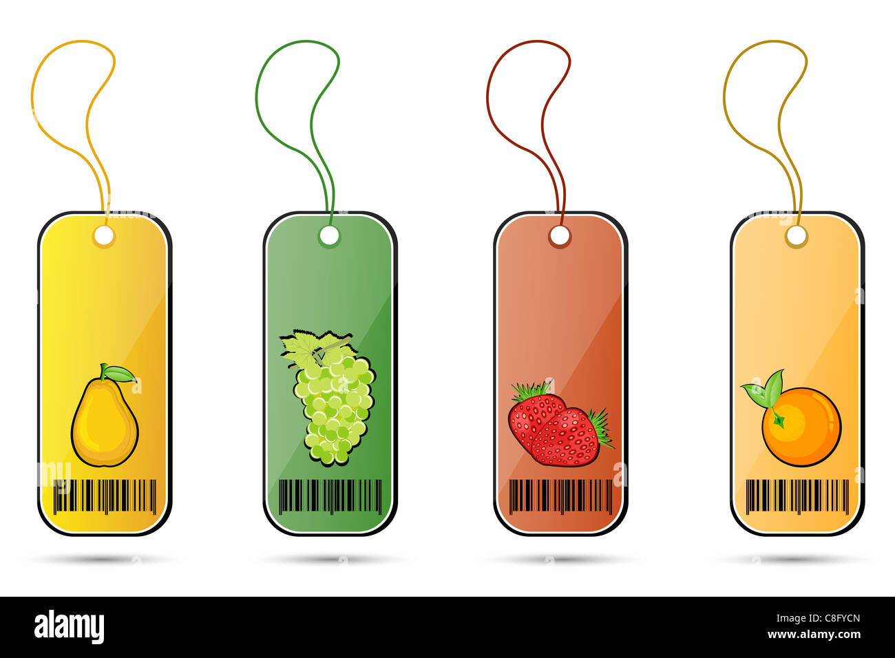 illustration of fruit tags on white background Stock Photo - Alamy