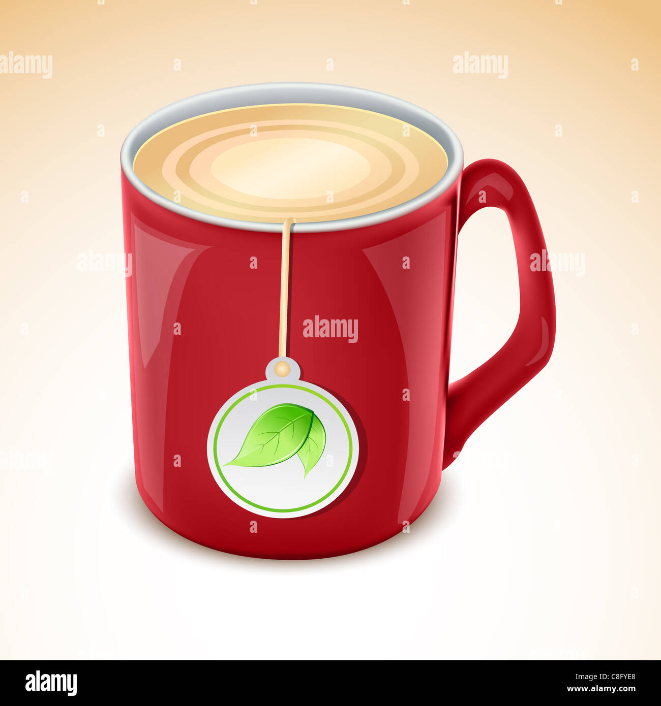 illustration of natural coffee in mug on white background Stock Photo ...
