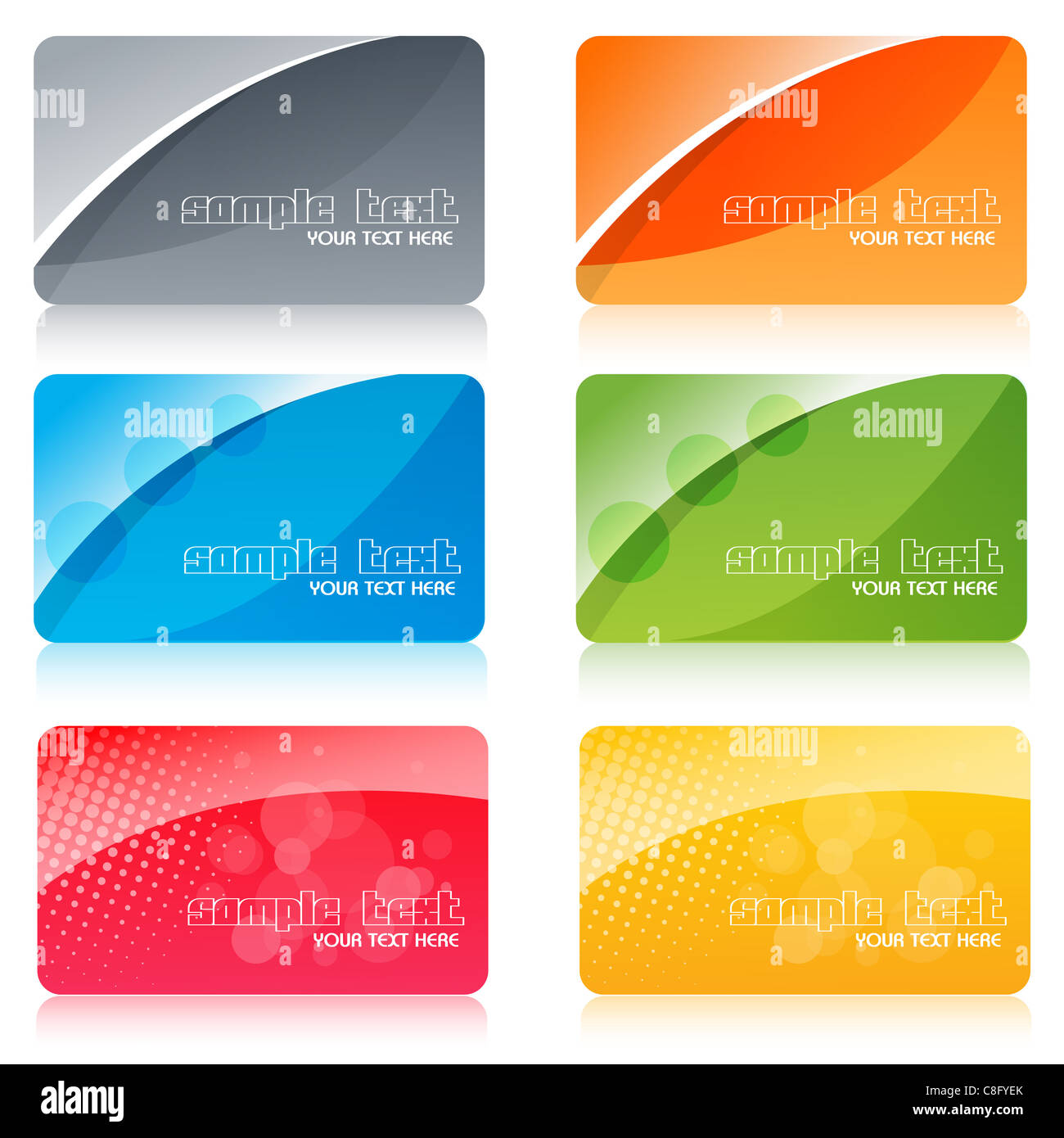 illustration of colorful cards on white background Stock Photo - Alamy