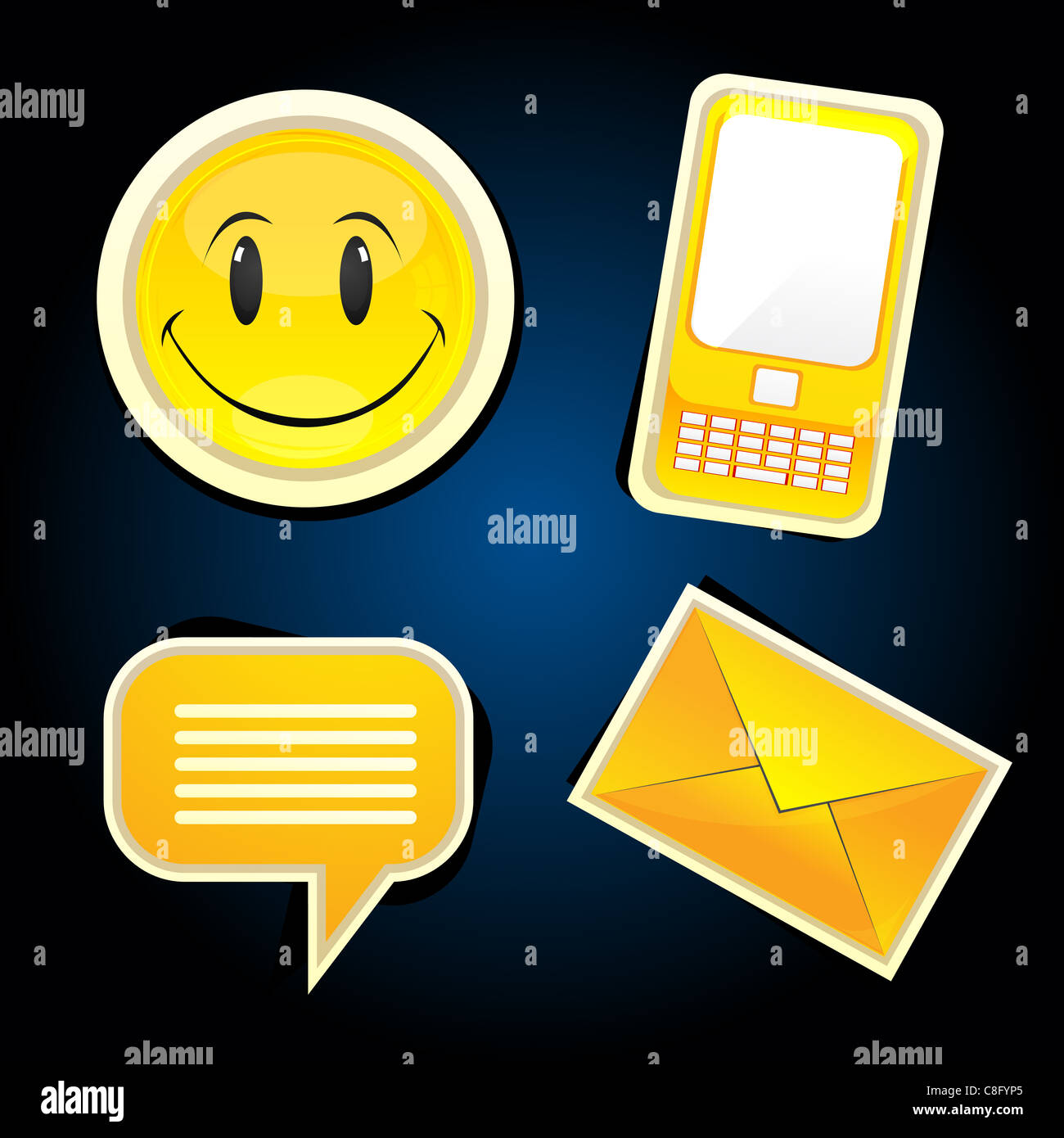 illustration of communication icons Stock Photo - Alamy