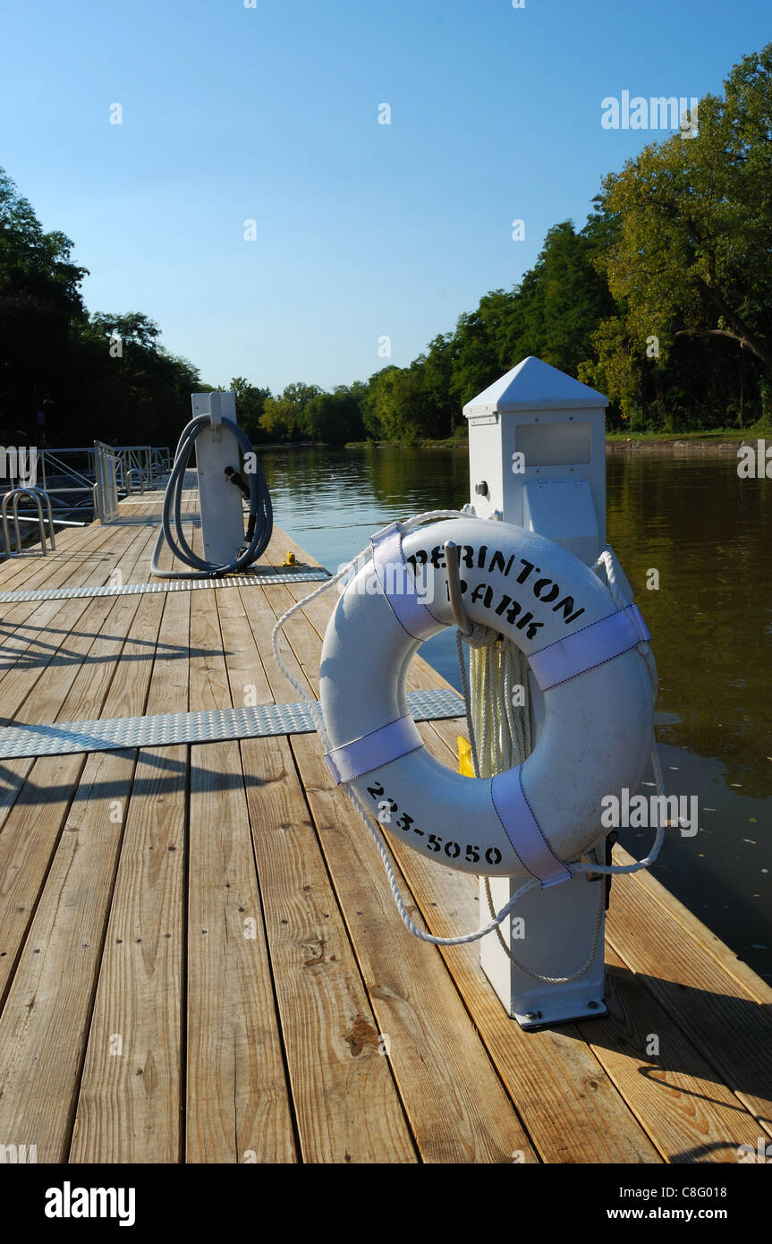Life preserver on Erie Canal Dock at Perinton Park Stock Photo - Alamy