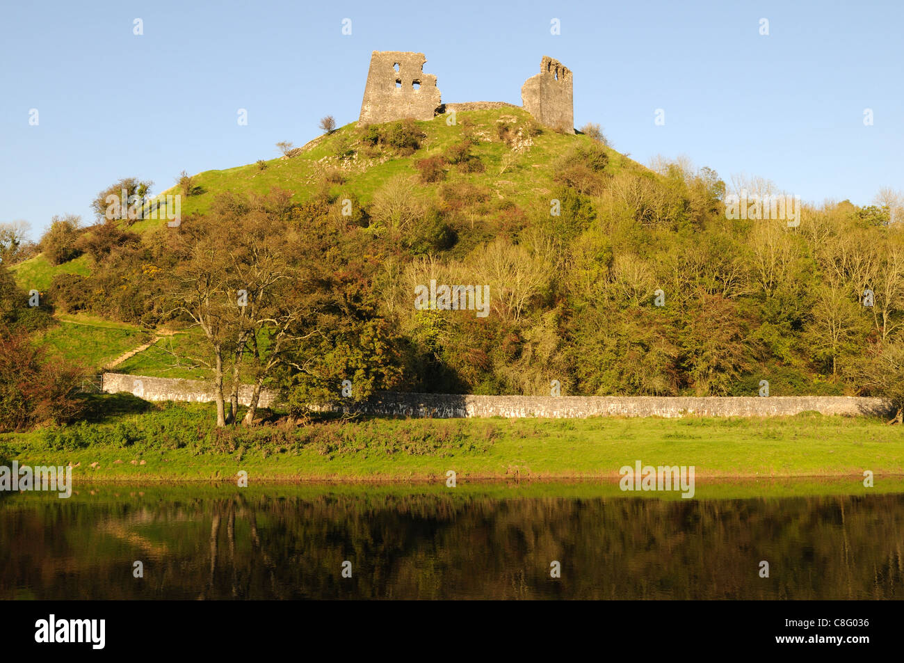 Dryslwyn Castle in early Autumn Tywi Valley Carmarthenshire Wales Cymru ...