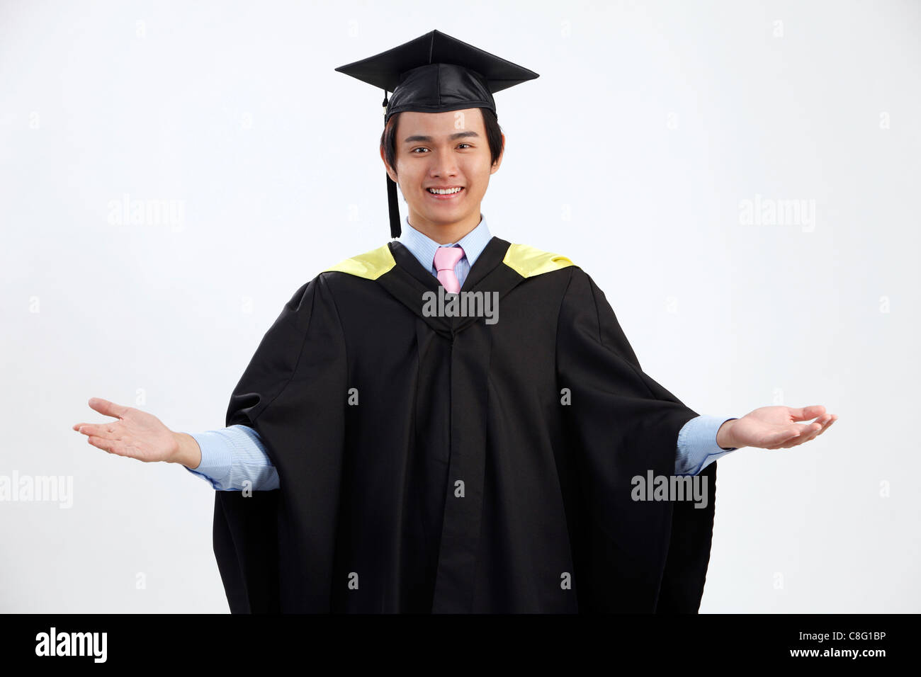 graduated person with open arm Stock Photo - Alamy