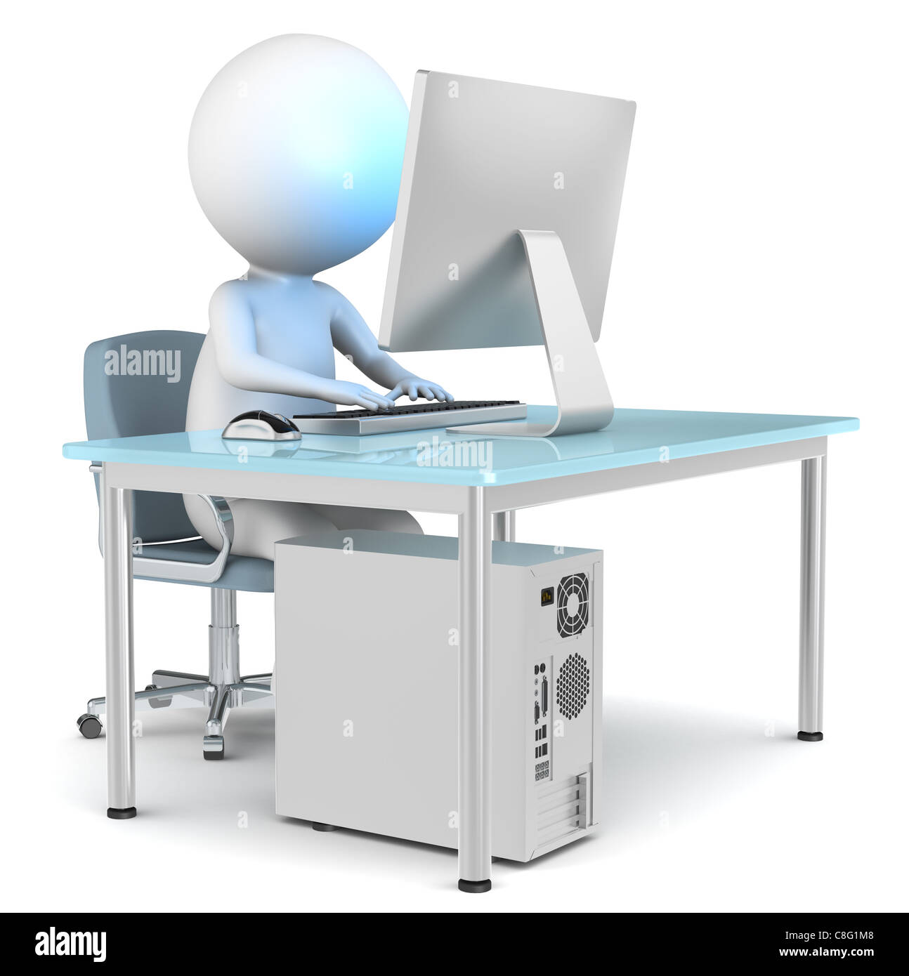 3D little human character at Work. Business People series Stock Photo ...