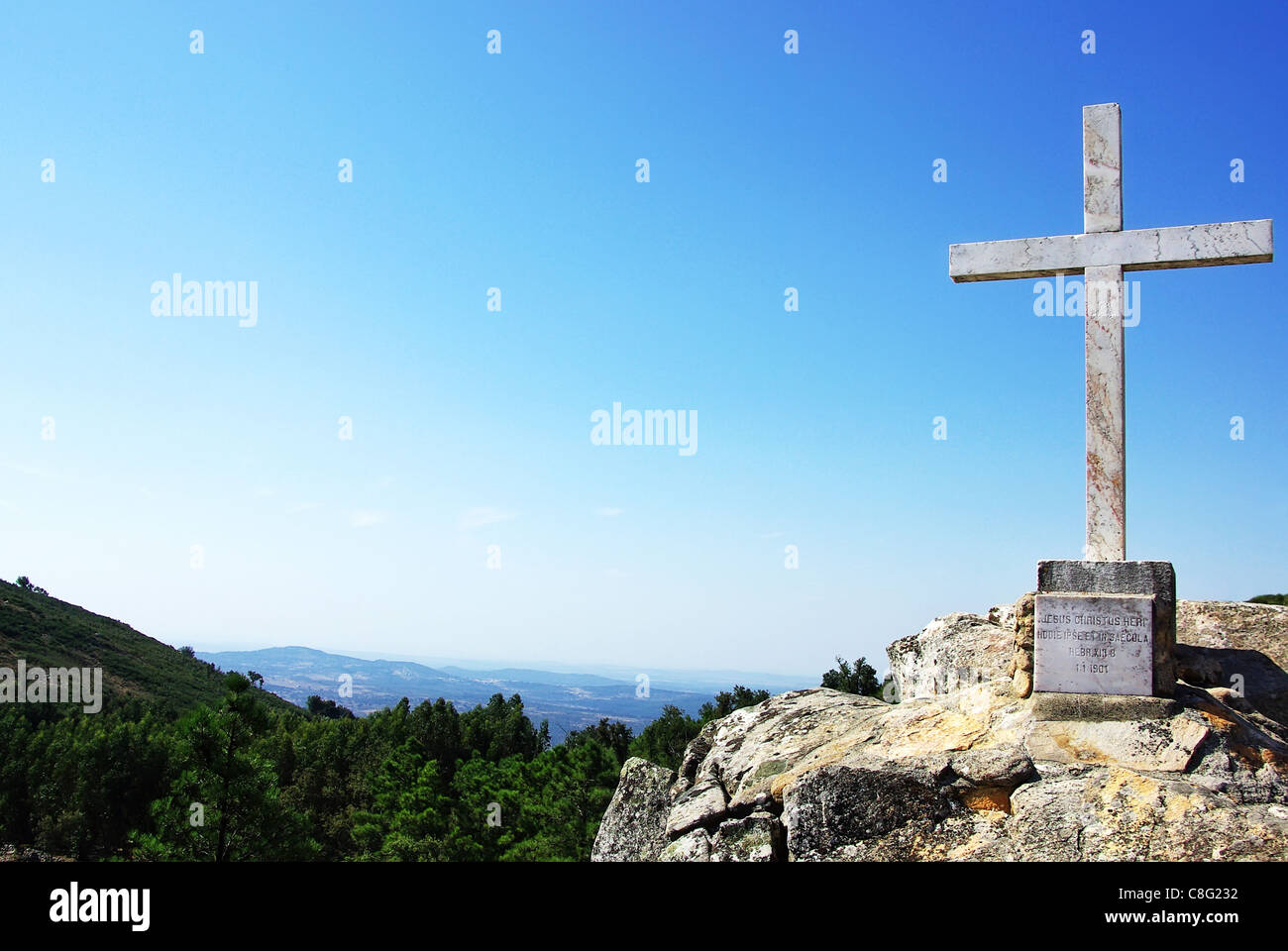 Marble cross at Penha church, Portalegre, Portugal Stock Photo - Alamy
