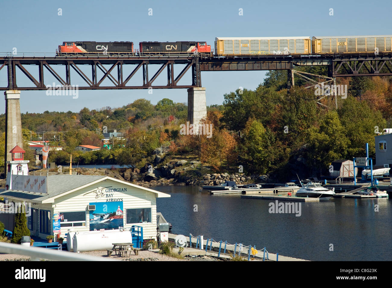 Canadian National Railroad Bridge near Perry Sound in Ontario Canada ...
