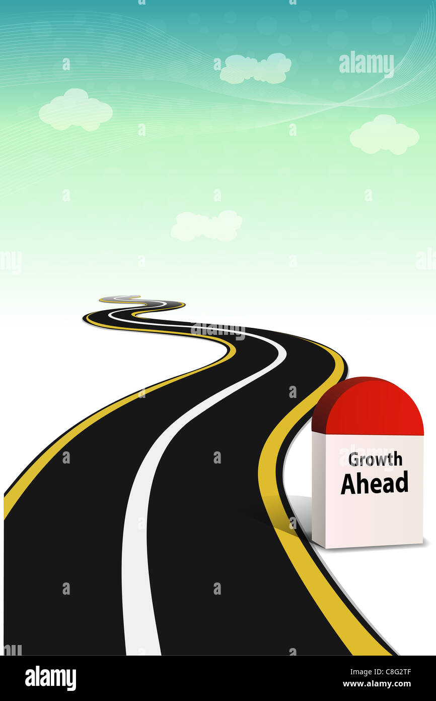 illustration of way with mile stone on white background Stock Photo - Alamy