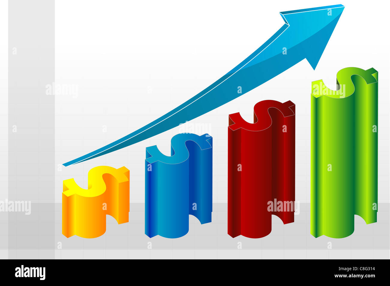 illustration of business graph on white background Stock Photo - Alamy