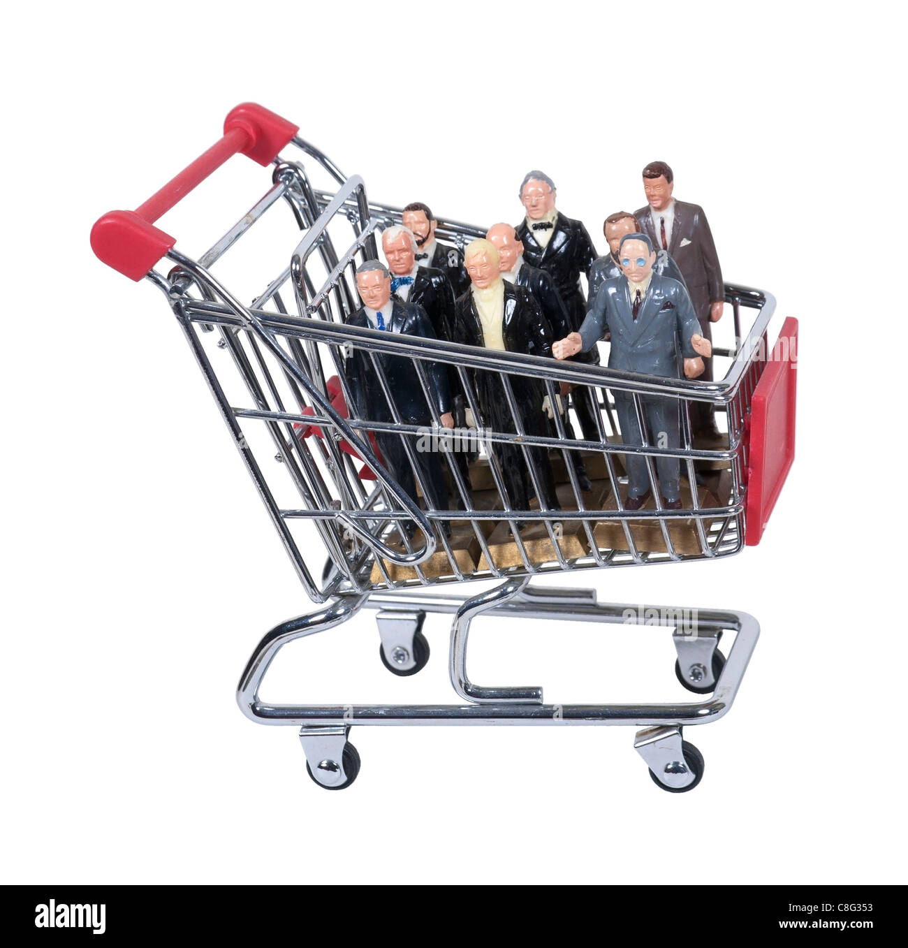 Shopping cart made of metal used for carrying groceries full of ...