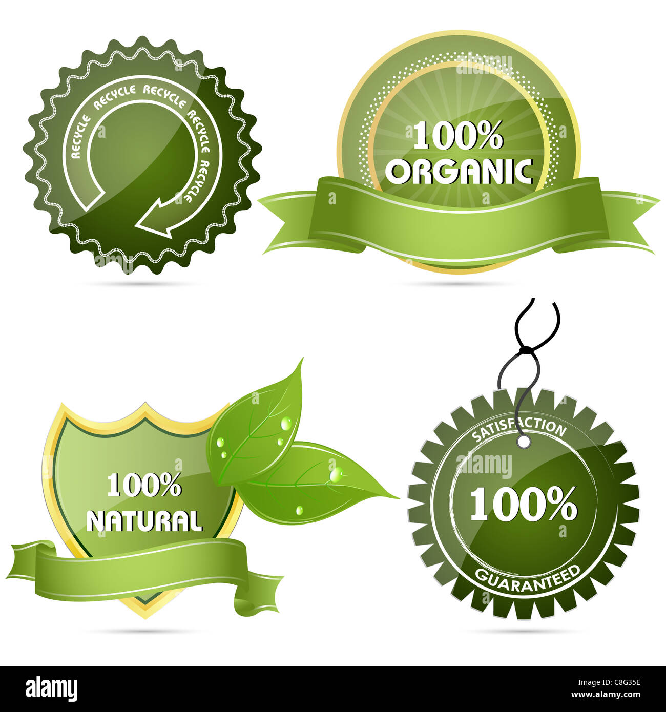 illustration of 100% natural icons Stock Photo - Alamy