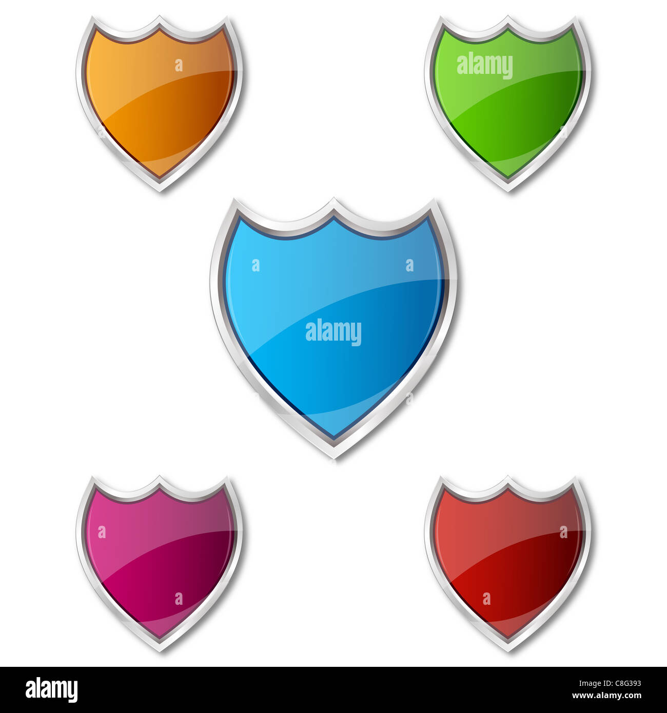 illustration of colorful shield on white background Stock Photo - Alamy