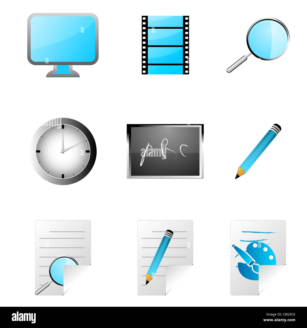 illustration of study icons on white background Stock Photo - Alamy
