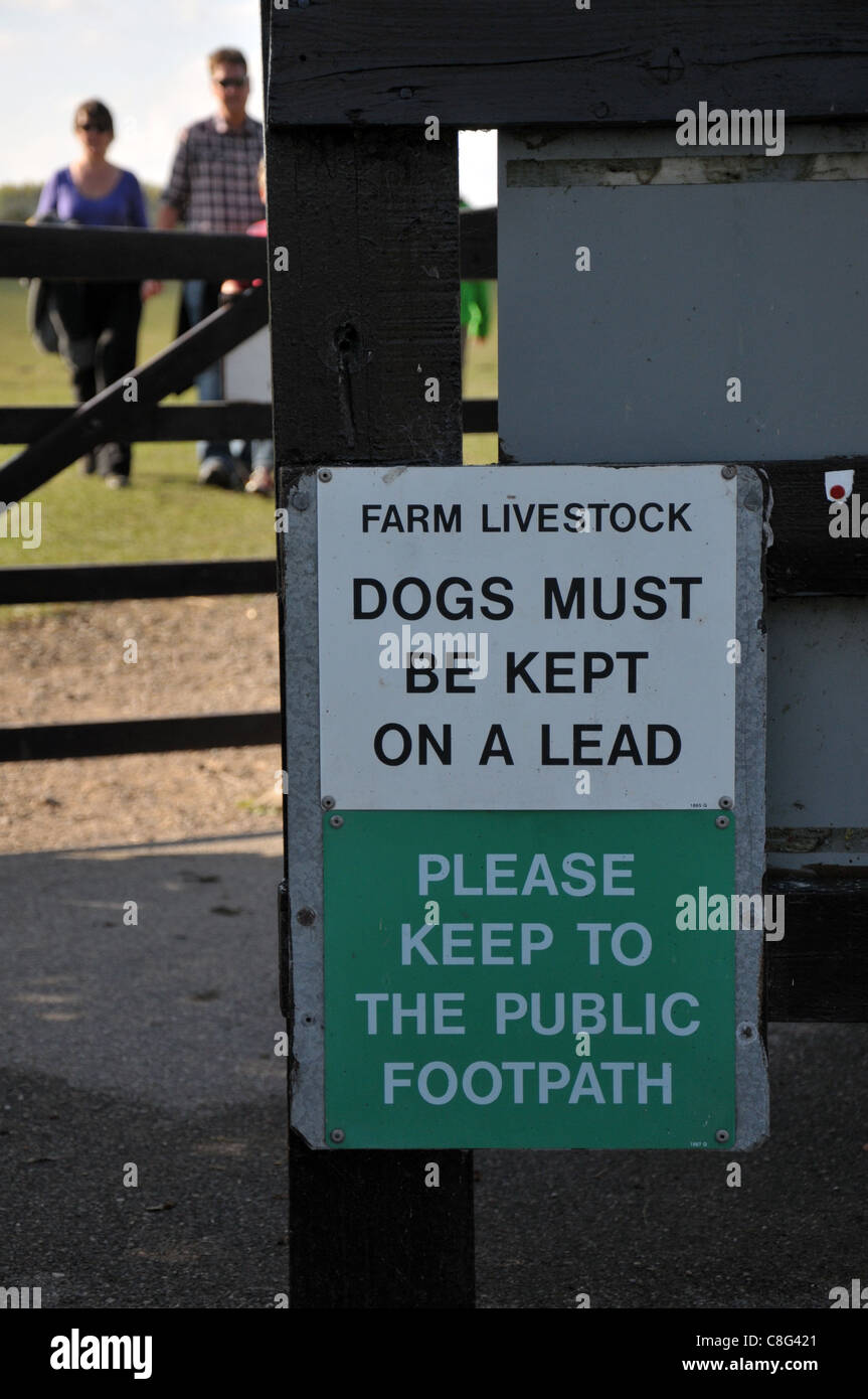 safety warning sign before entering the public footpath along the canal ...