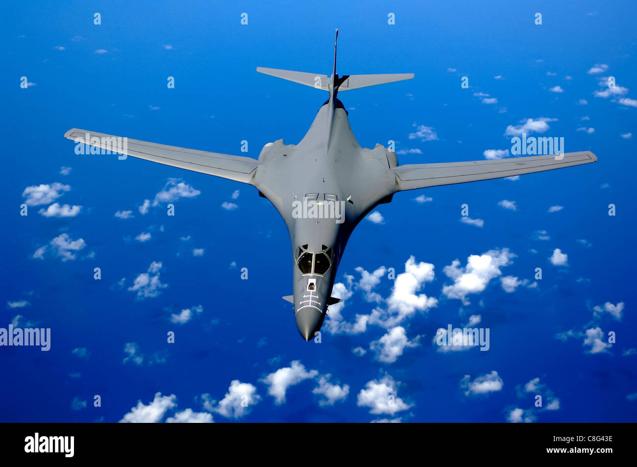 B-1B Lancer bomber aircraft conducted a military exercise over the ...