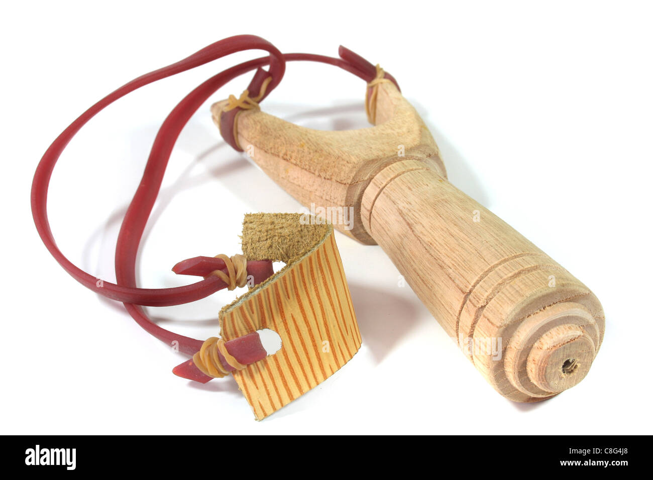 Catapult with rubber band on a white background Stock Photo - Alamy