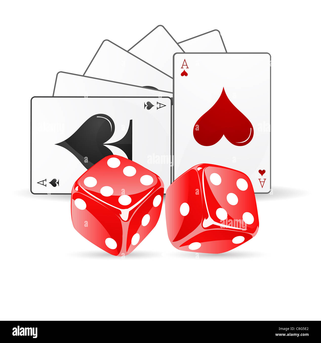 illustration of playing card with dice on white background Stock Photo ...
