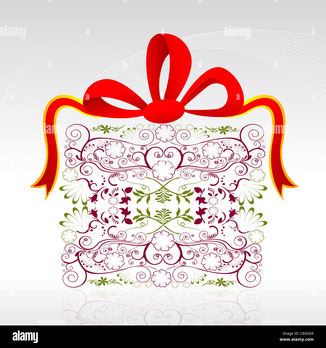 illustration of floral gift card on white background Stock Photo - Alamy