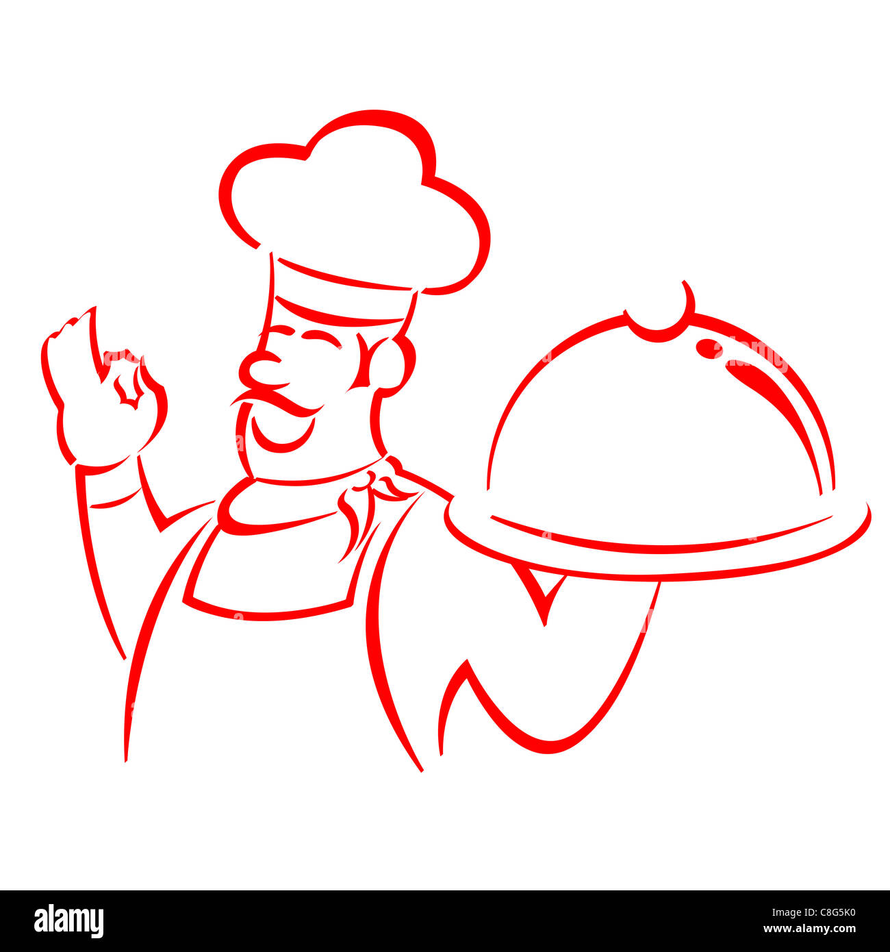 illustration of food with cook on white background Stock Photo - Alamy