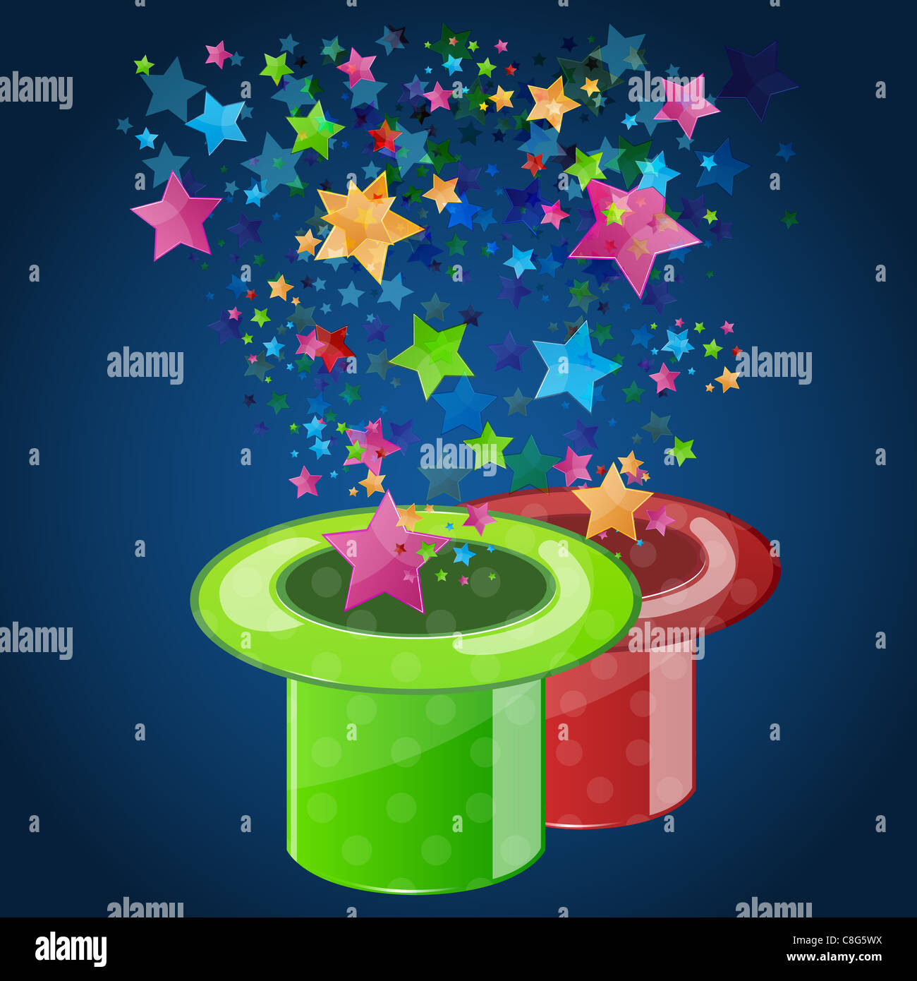 illustration of magic hat with stars Stock Photo - Alamy
